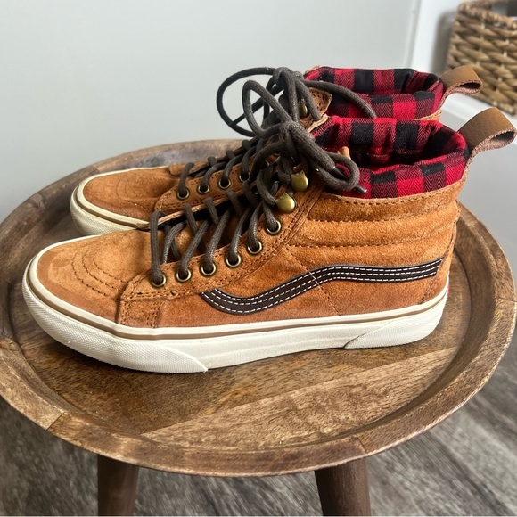 Vans | Shoes | Vans Sk8hi Mte Plaid Brown Black Skate Shoes | Poshmark